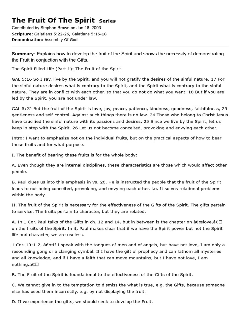 The Fruit of The Spirit - SermonCentral - Com 5 | PDF | Fruit Of The ...
