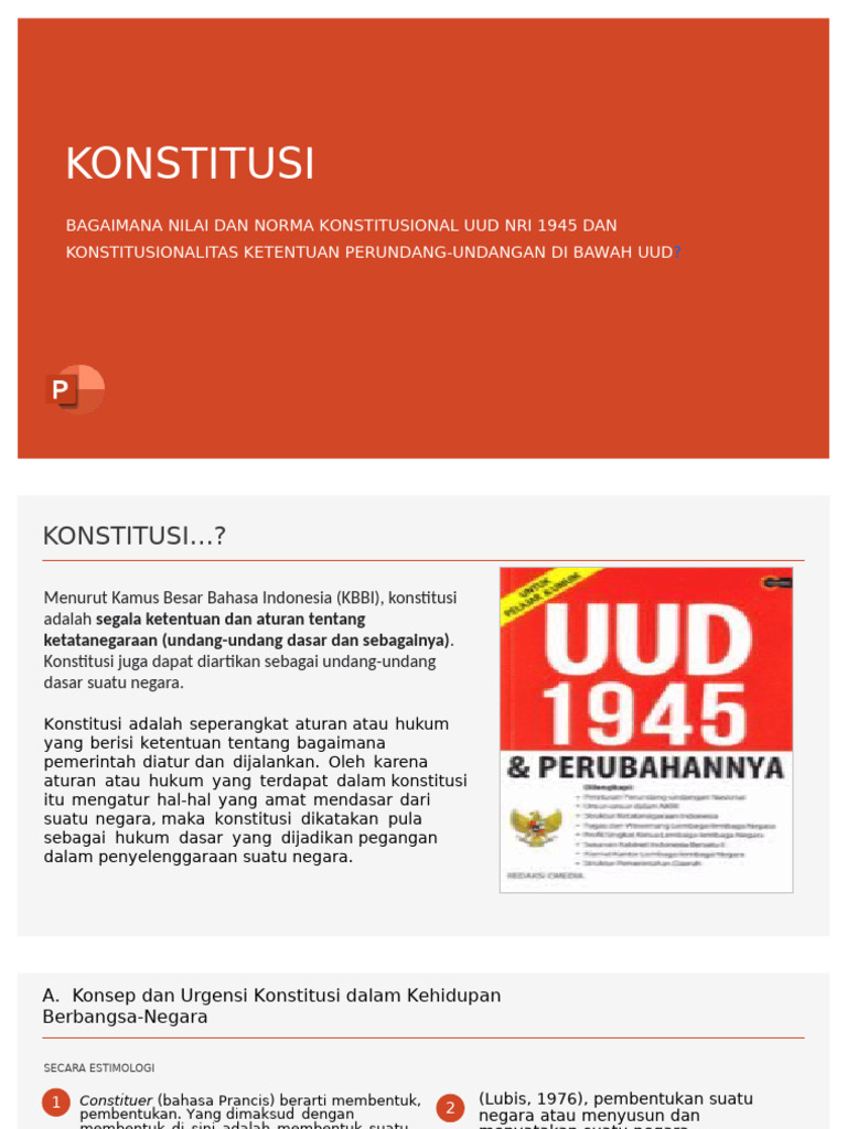 Konstitusi UUD 1945: Nilai dan Norma | PDF