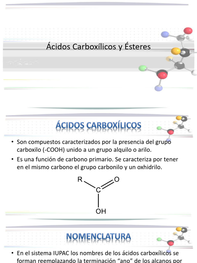 Ácidos Carboxílicos y Ésteres: Propiedades y Usos | PDF | Ácido ...
