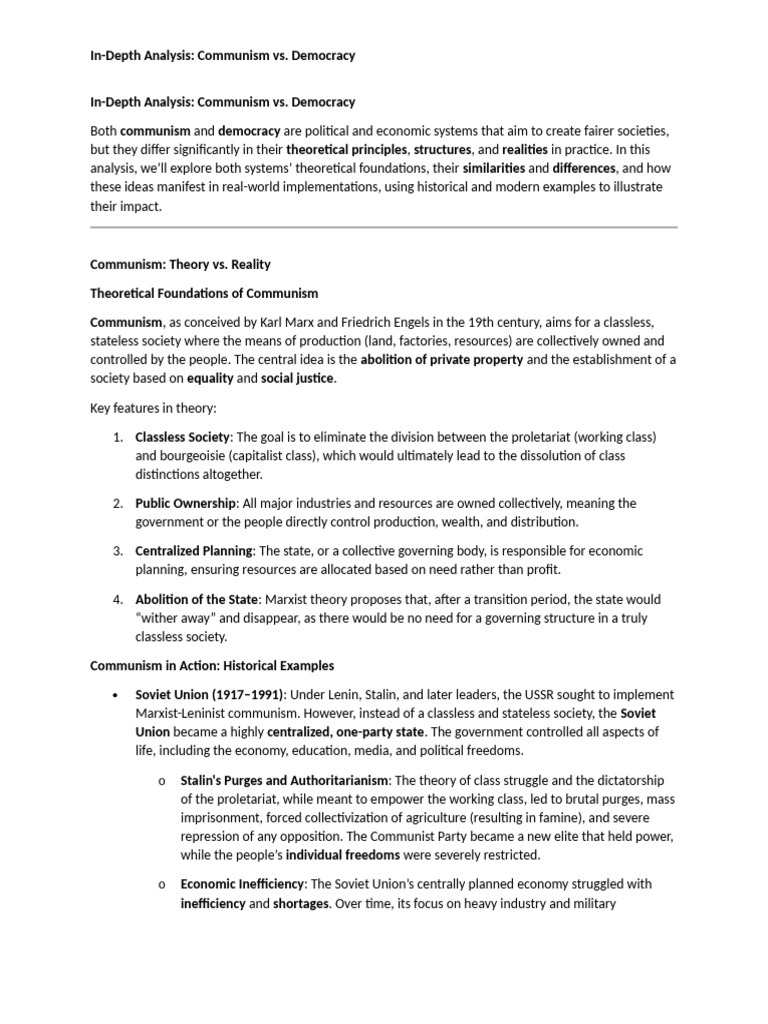 Communism vs. Democracy: Key Differences | PDF | Communism | Democracy