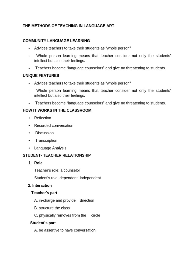 Community Language Learning & TPR | PDF | Learning | Psycholinguistics