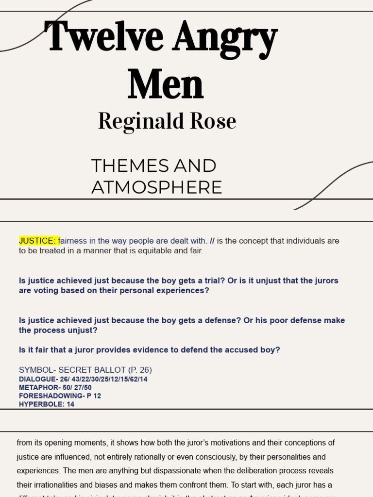12 Angry Men - THEMES and ATMOSPHERE | PDF | Reasonable Doubt | Prejudices