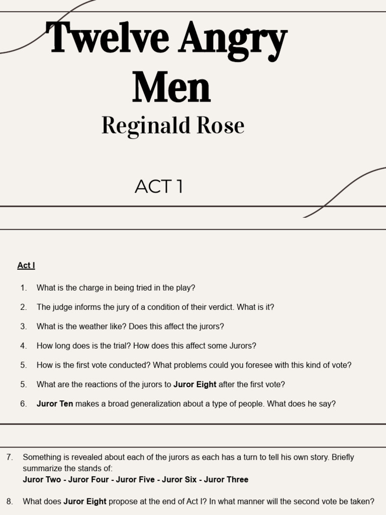 12 Angry Men - ACT 1 | PDF | Crimes | Crime & Violence