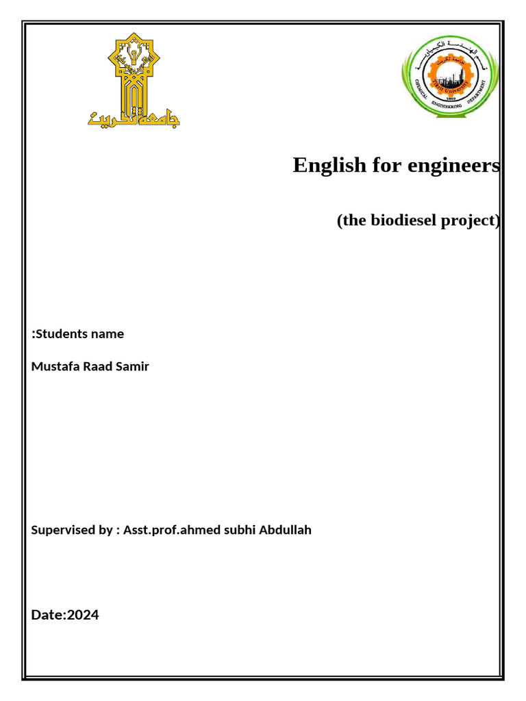 The Biodiesel Project | PDF | Biodiesel | Sustainable Technologies