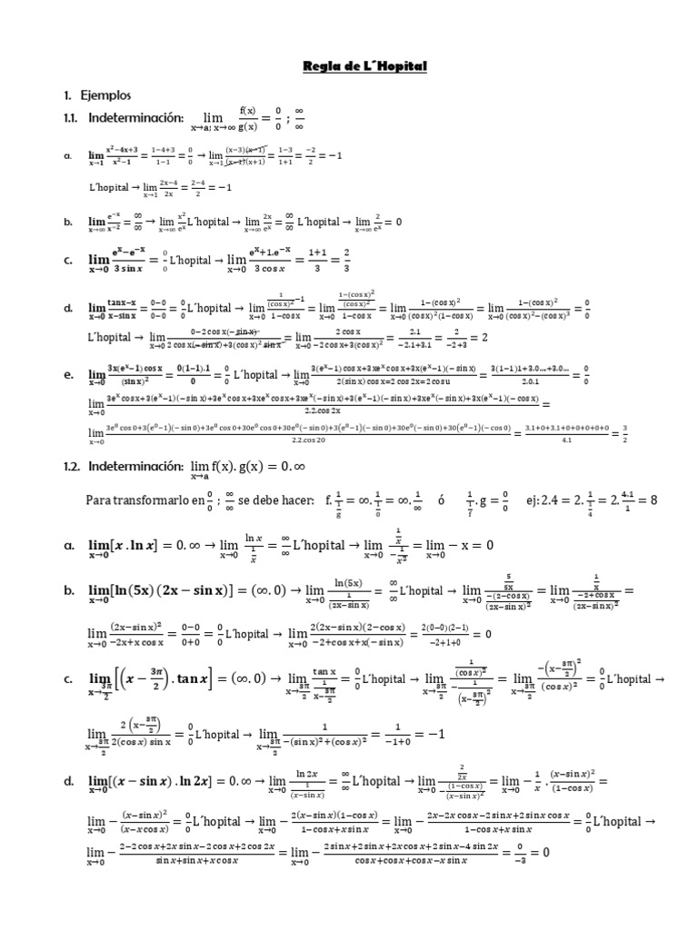 21 Ejemplos L Hopital | PDF