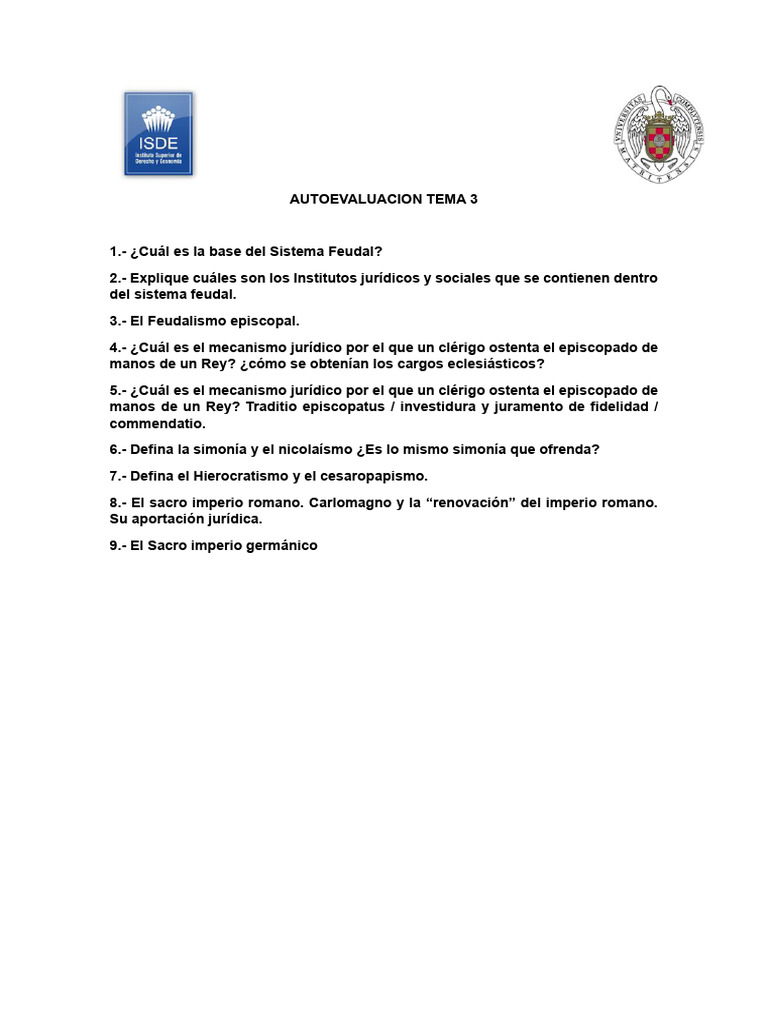 AUTOEVALUACION TEMA 3 | PDF