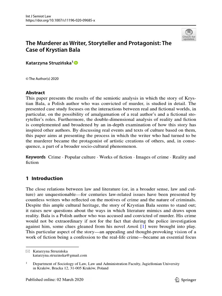 The Murderer As Writer Storyteller and Protagonist | PDF | Confession ...