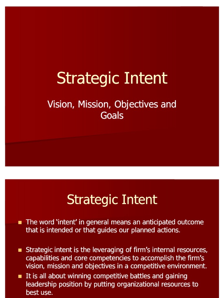 Understanding Strategic Intent | PDF | Goal | Economies