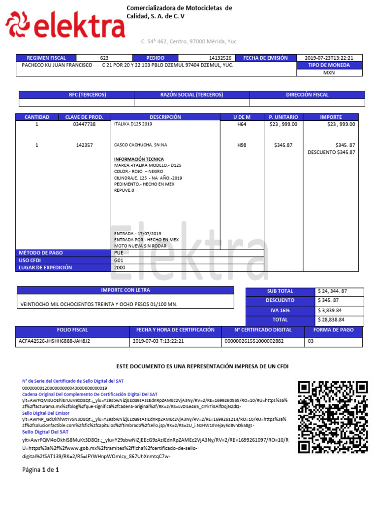 Refactura Elektra | PDF