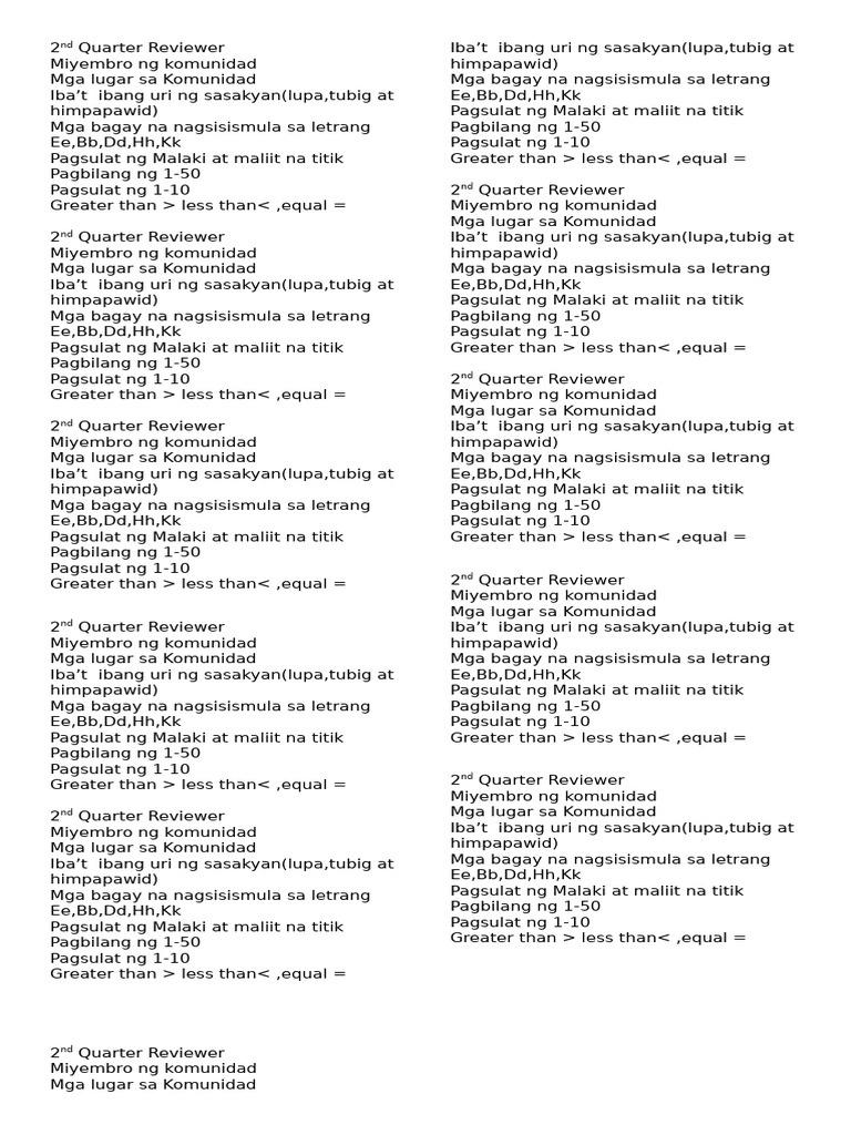 2nd Quarter Reviewer | PDF
