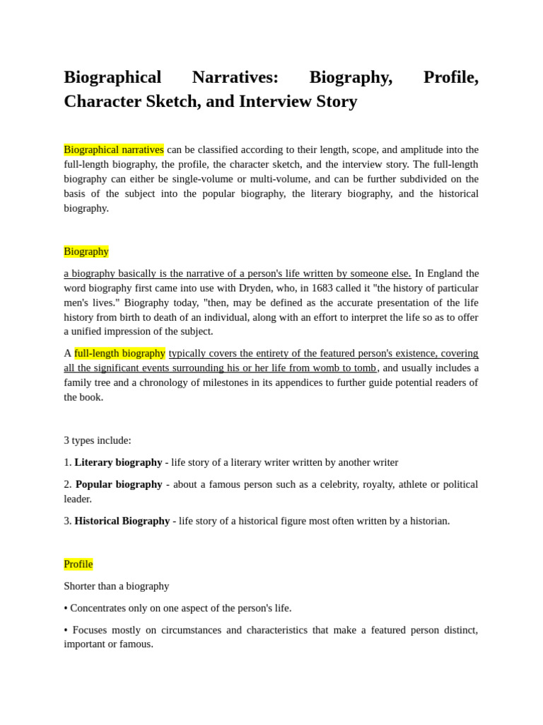 Biography-and-Autobiography of Creative Nonfiction | PDF | Biography ...