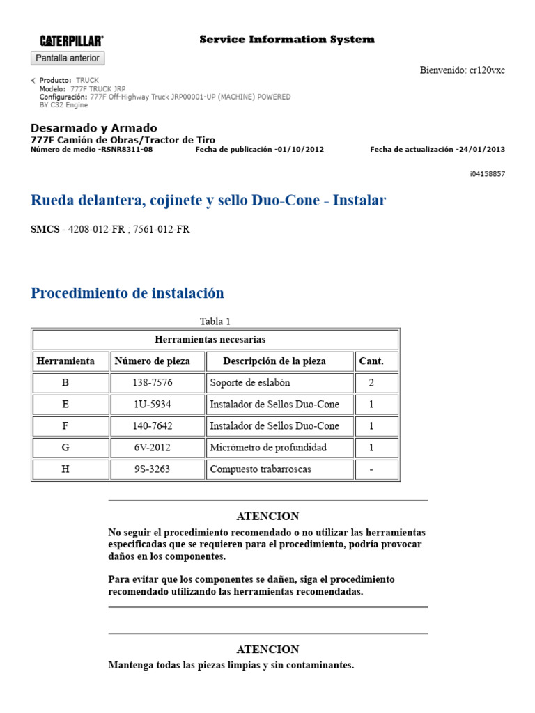 777F Off-Highway Truck JRP00001 Precarga Wheel | PDF