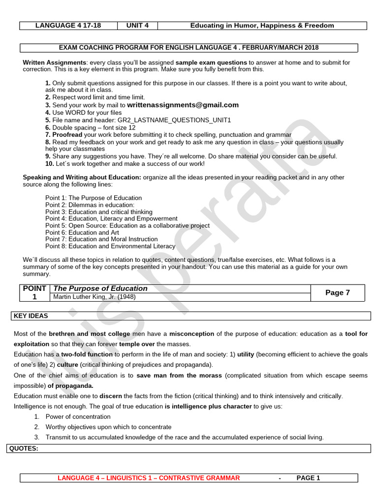19L4 GUIDE UNIT 4 EDUCATION | PDF | Critical Thinking | Literacy