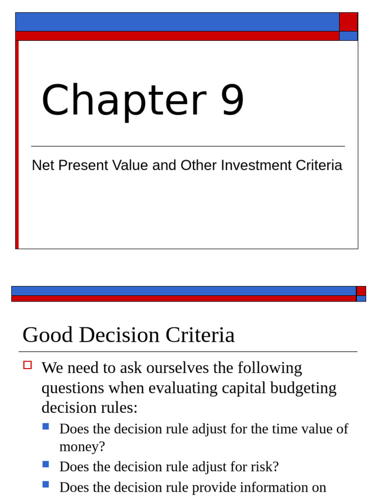 Chap9 Finance | PDF | Net Present Value | Internal Rate Of Return