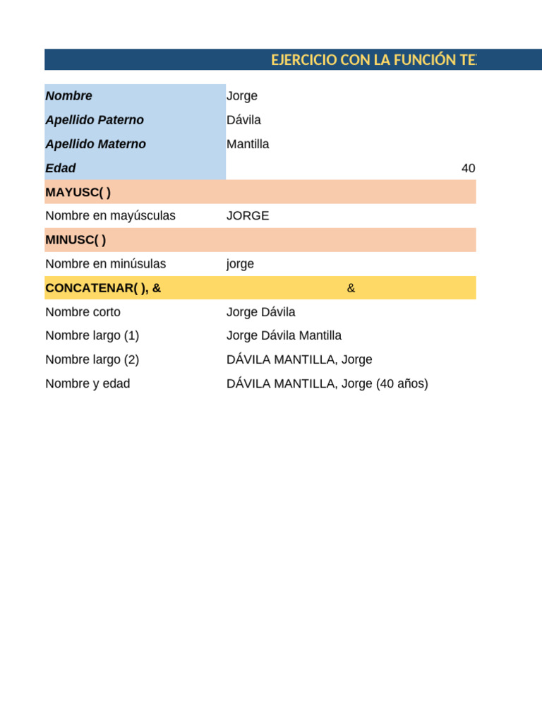 Practica 12 - Funcion Texto - Basico - Solucionario | PDF