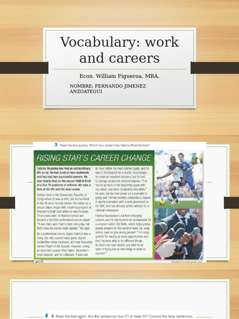 Vocabulary Work and Careers | PDF