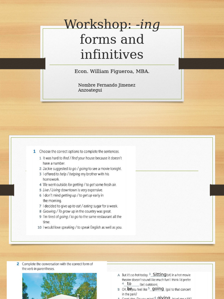 Workshop - Ing Forms and Infinitives | PDF