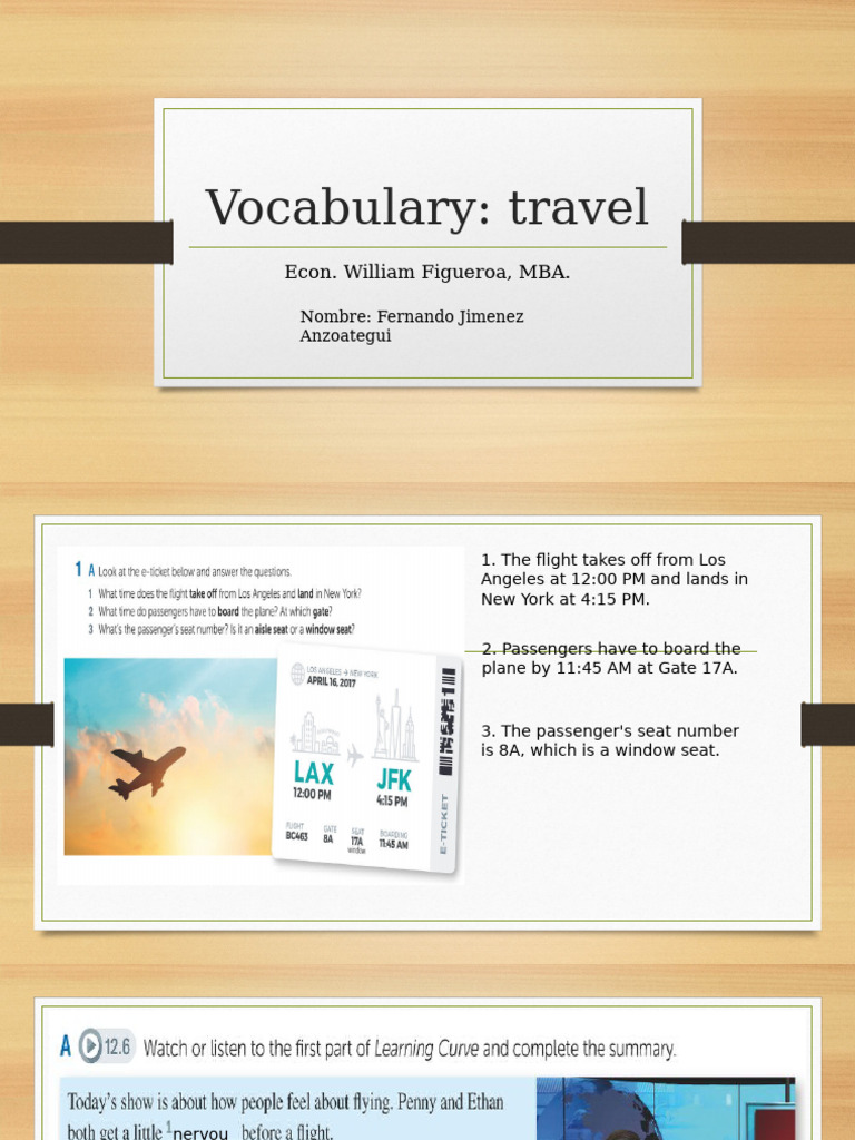 Vocabulary Travel | PDF