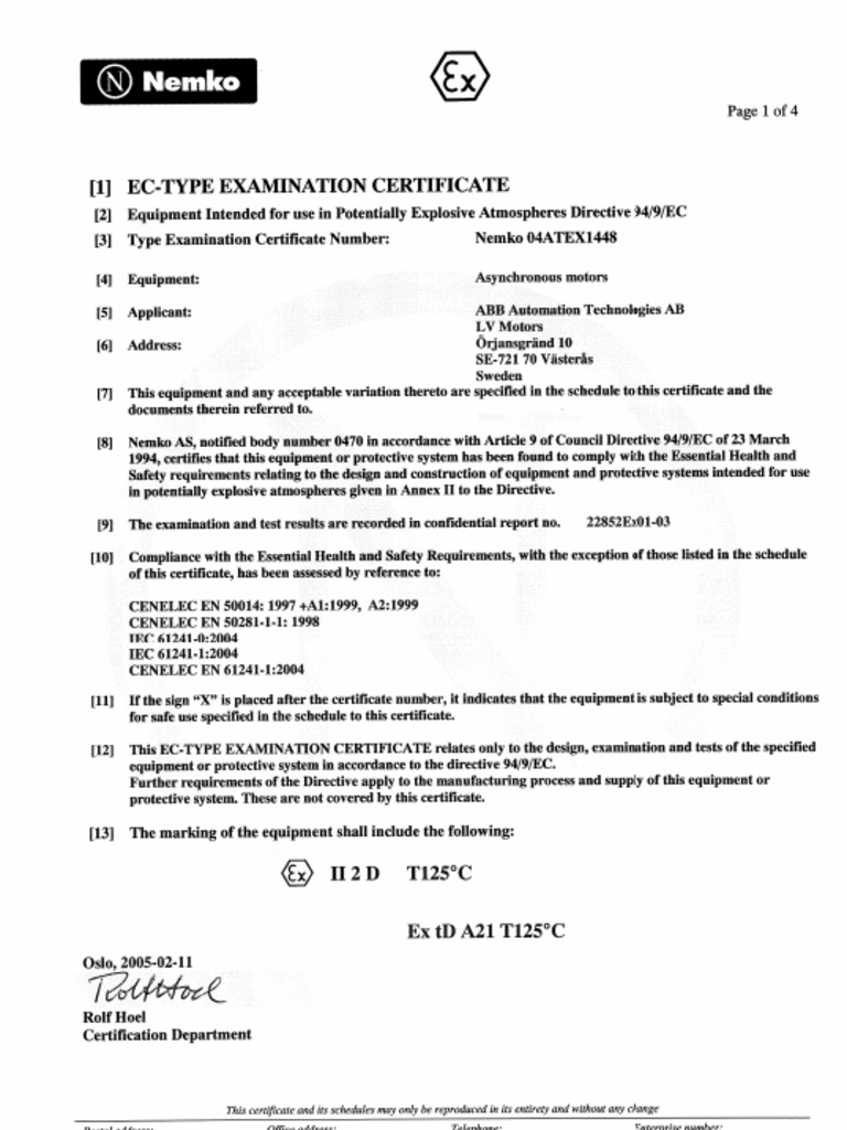 Nemko 04 Atex 1448 | PDF