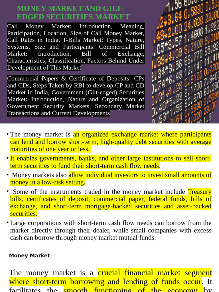 Money Market and Gilt-Edged Securities Market | PDF | Certificate Of ...