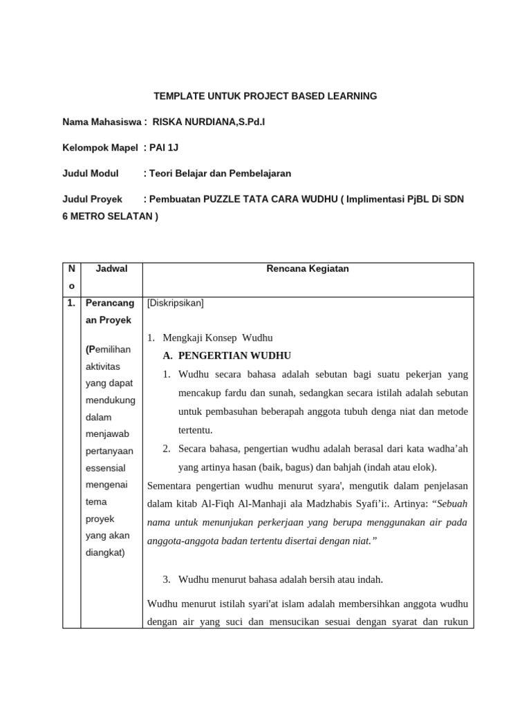 ANALISIS MATERI PROJECT BASED LEARNING TEORI PEMBELAJARAN | PDF