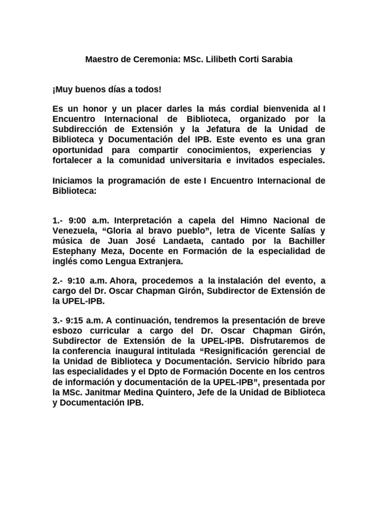 Maestro de Ceremonia | PDF | Enseñando