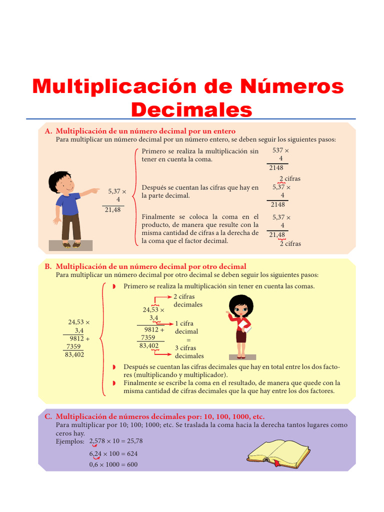 Multiplicación de Decimales y Enteros | PDF | Multiplicación | Decimal