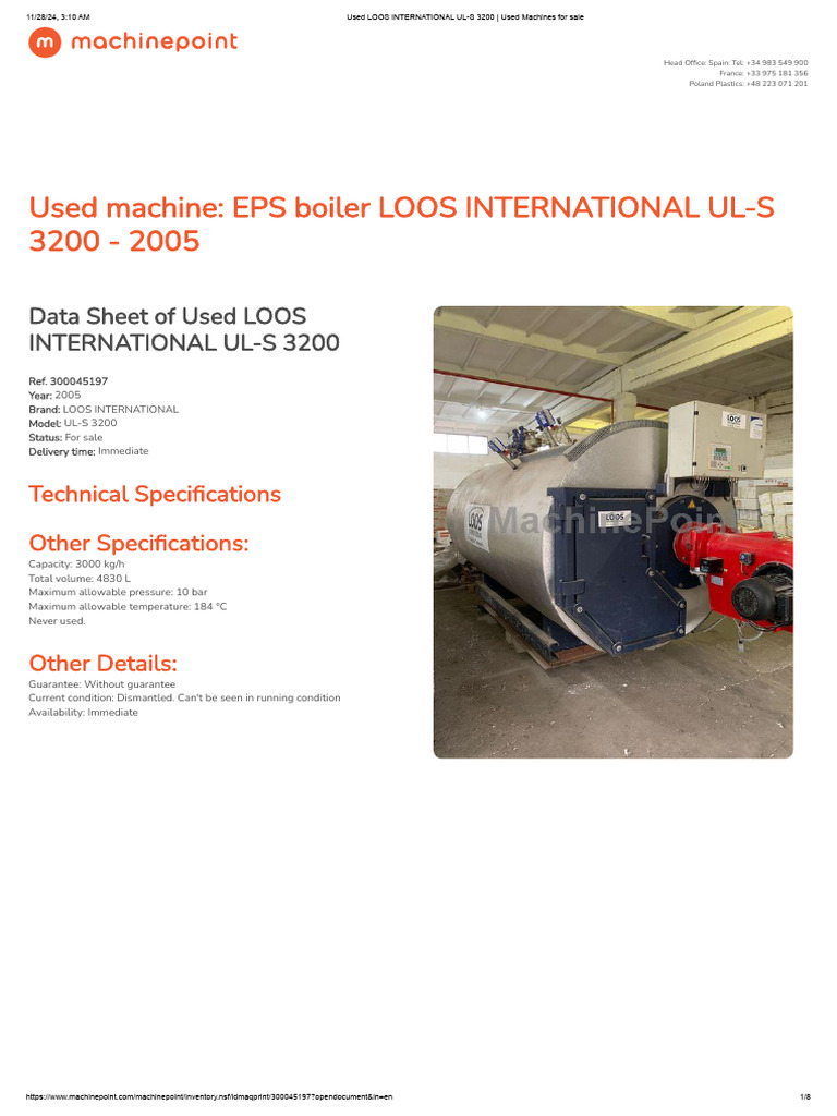 Used LOOS INTERNATIONAL UL-S 3200 _ Used Machines for sale | PDF ...
