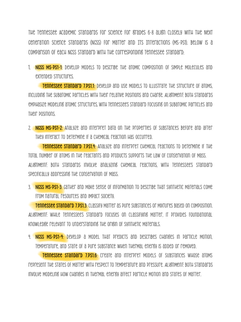 TN Science Standards (6-8) Aligned to NGSS Standards | PDF | Earth ...