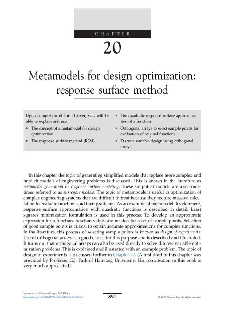 Chapter 20 Metamodels For Design Optimization R 2025 Introduction To Opti | PDF | Mathematical ...