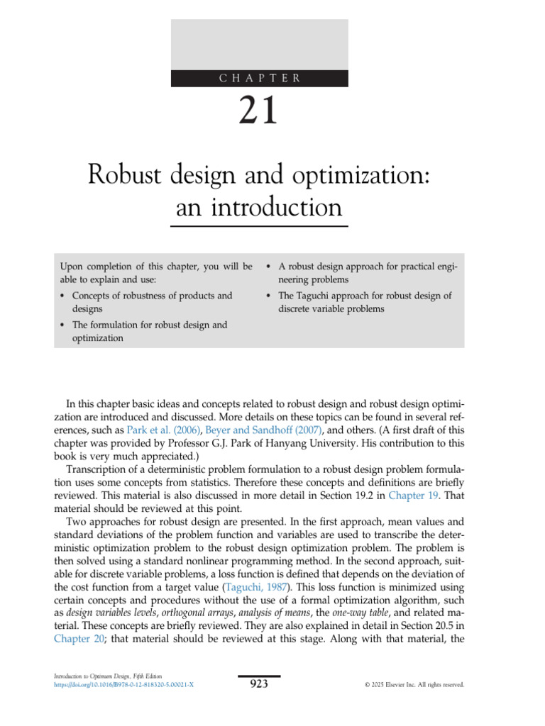 Chapter 21 Robust Design and Optimization An 2025 Introduction To Optimum | PDF | Variance ...