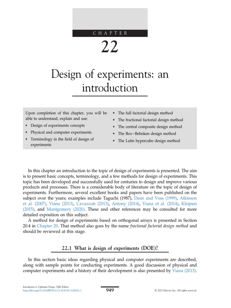 Chapter 22 Design of Experiments An Introd 2025 Introduction To Optimum D | PDF | Experiment ...
