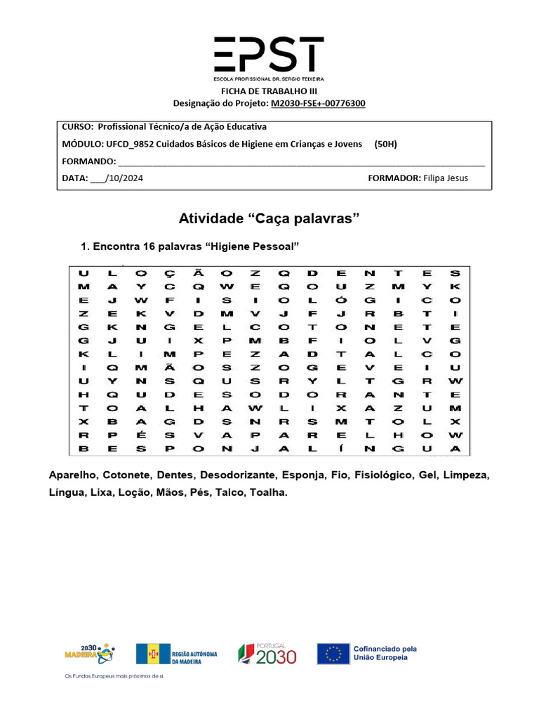 Ficha de Trabalho - UFCD 9852 | PDF