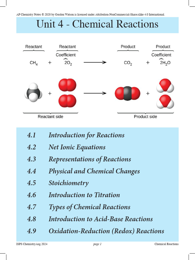Unit 4 Student Notes With Questions | PDF | Mole (Unit) | Chemical Bond