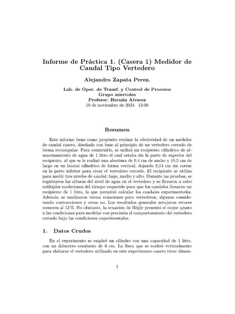 Mini-Informe Practica Casera | PDF