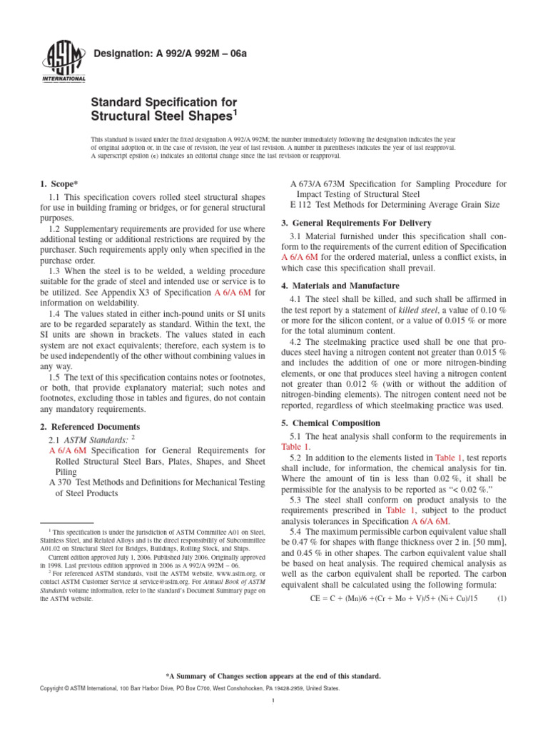 ASTM-A 992-A992M | PDF | Structural Steel | Specification (Technical Standard)