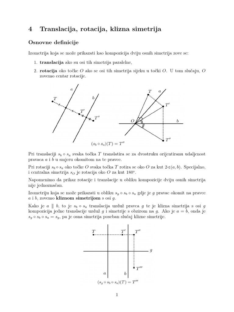 KMG 4 Translacija Rotacija Klizna Simetrija | PDF