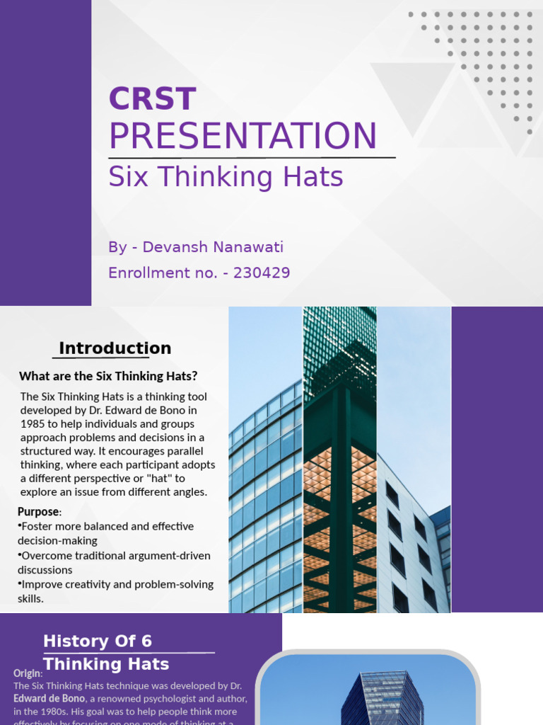 Devansh Nanawati, 230429, Six Thinking Hats | PDF | Thought | Creativity
