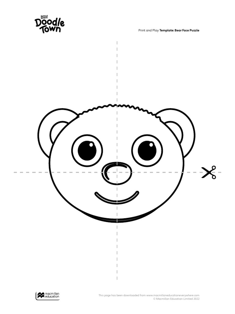 Bear Face Puzzle Print and Play Template | PDF