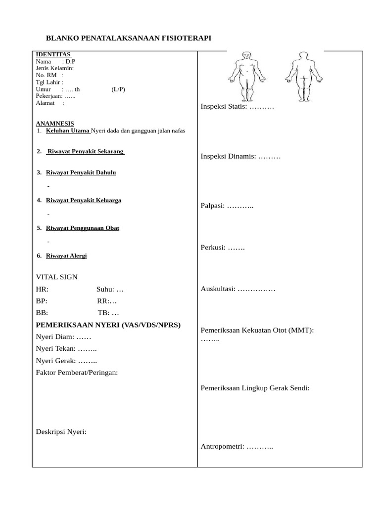Blanko Penatalaksanaan Fisioterapi | PDF