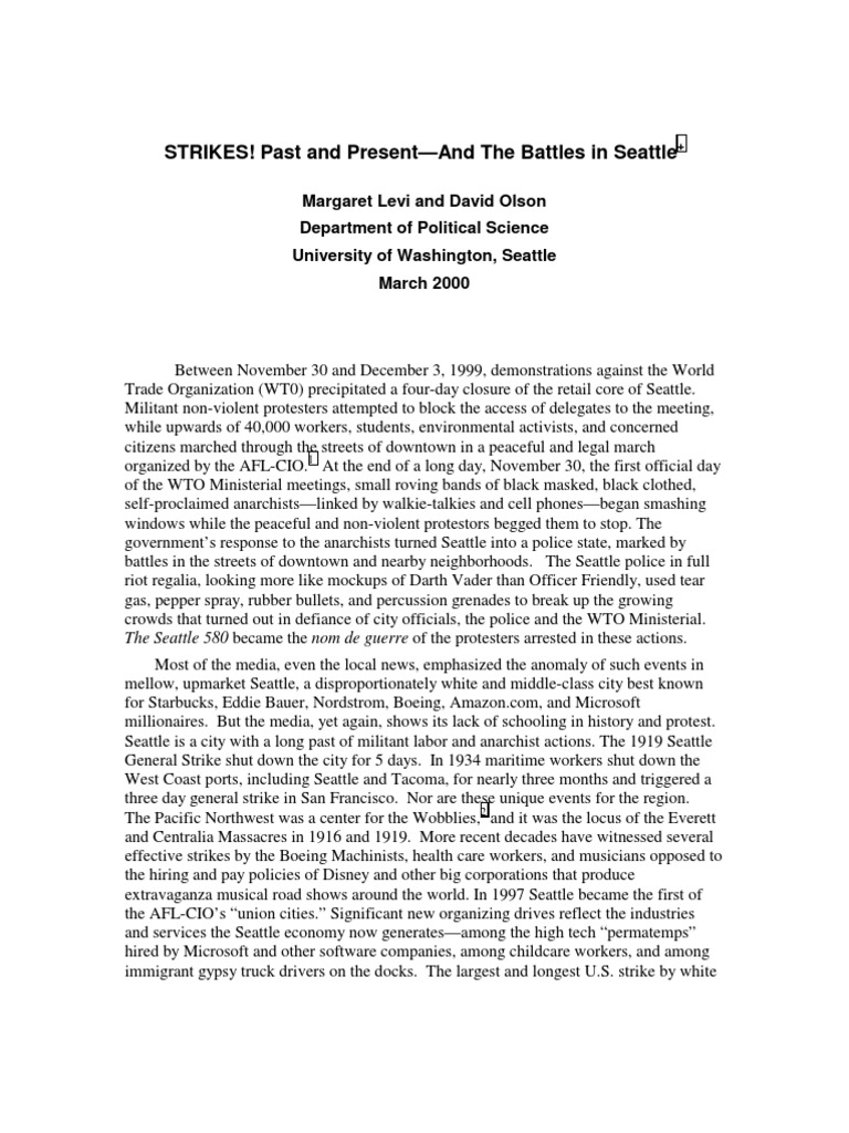 STRIKES! Past and Present-And The Battles in Seattle | PDF | Strike ...