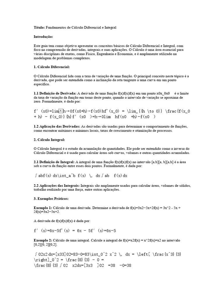 Fundamentos de Cálculo Diferencial e Integral | PDF | Cálculo | Derivado