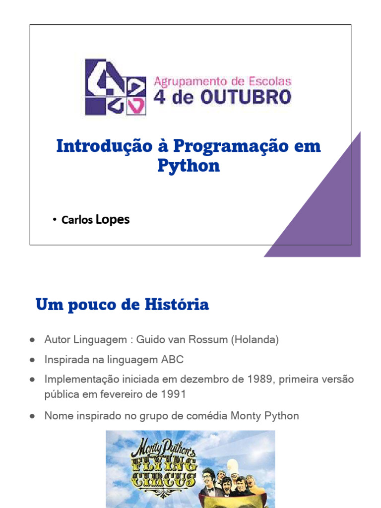 Slides Ippp Minicurso Python - PT | PDF | Python (linguagem de ...