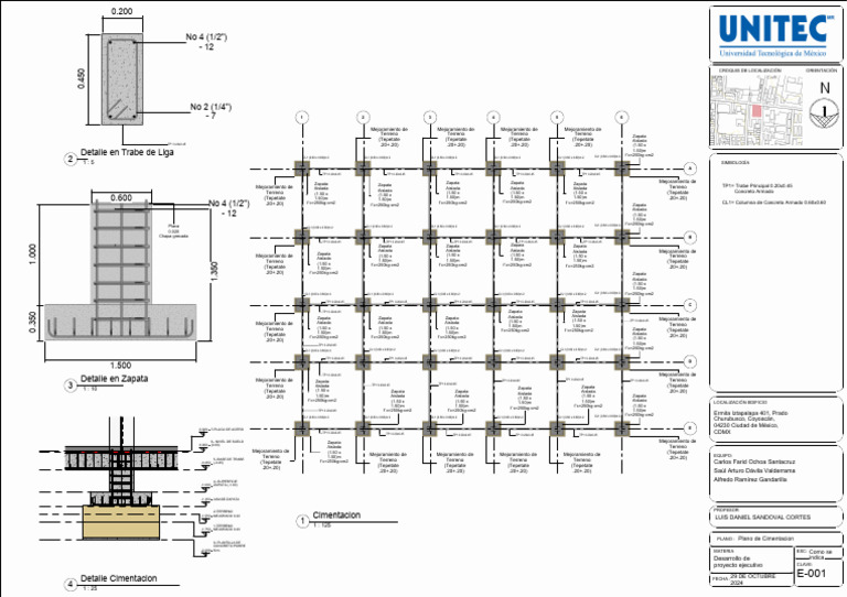 Estructura Cimentacion E-001 | PDF | Ingeniería de Edificación | Ingeniería