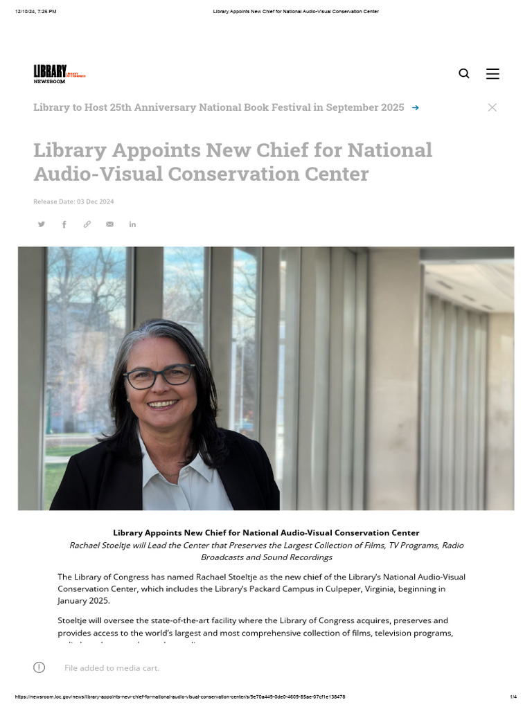 Library Appoints New Chief for National Audio-Visual Conservation ...