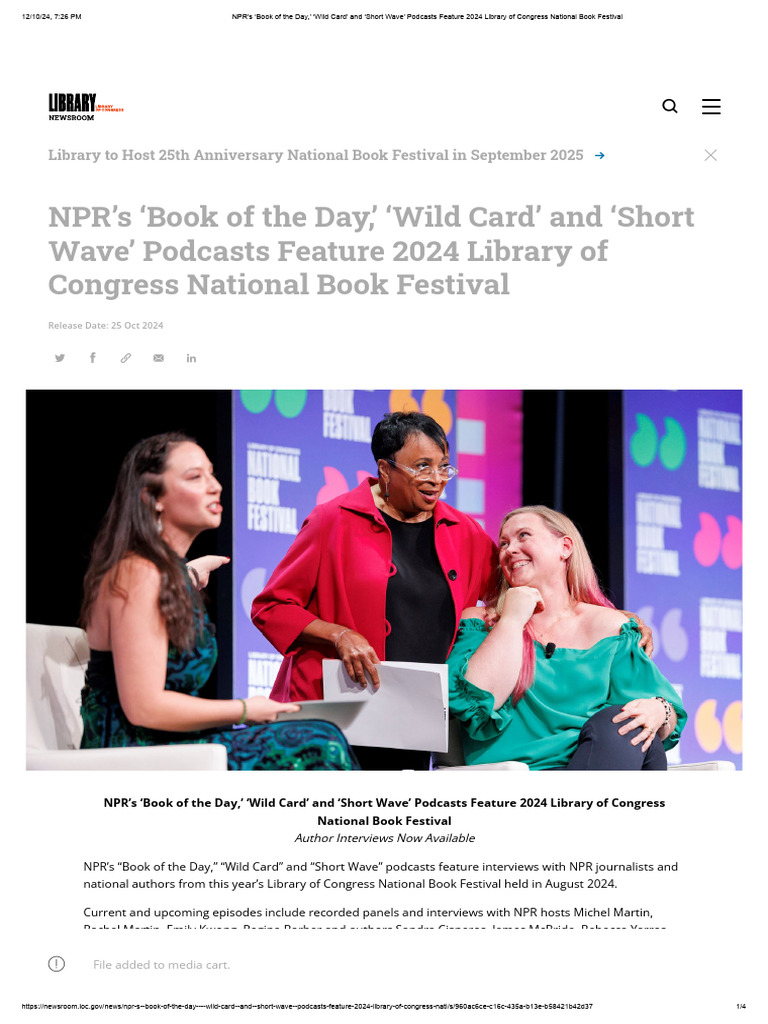 NPR's Book of The Day,' Wild Card' and Short Wave' Podcasts Feature ...