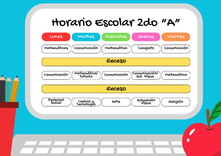 Horario Escolar Ilustrado | PDF