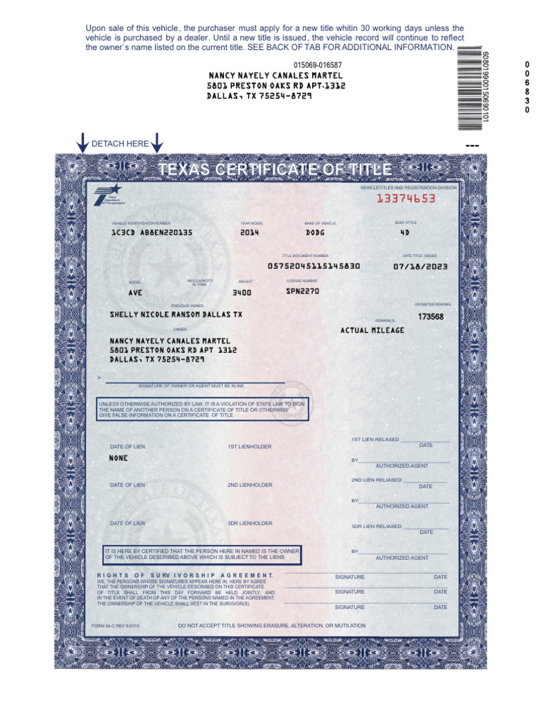 COPI_CERTIFICATEOFTITLE | PDF | Lien