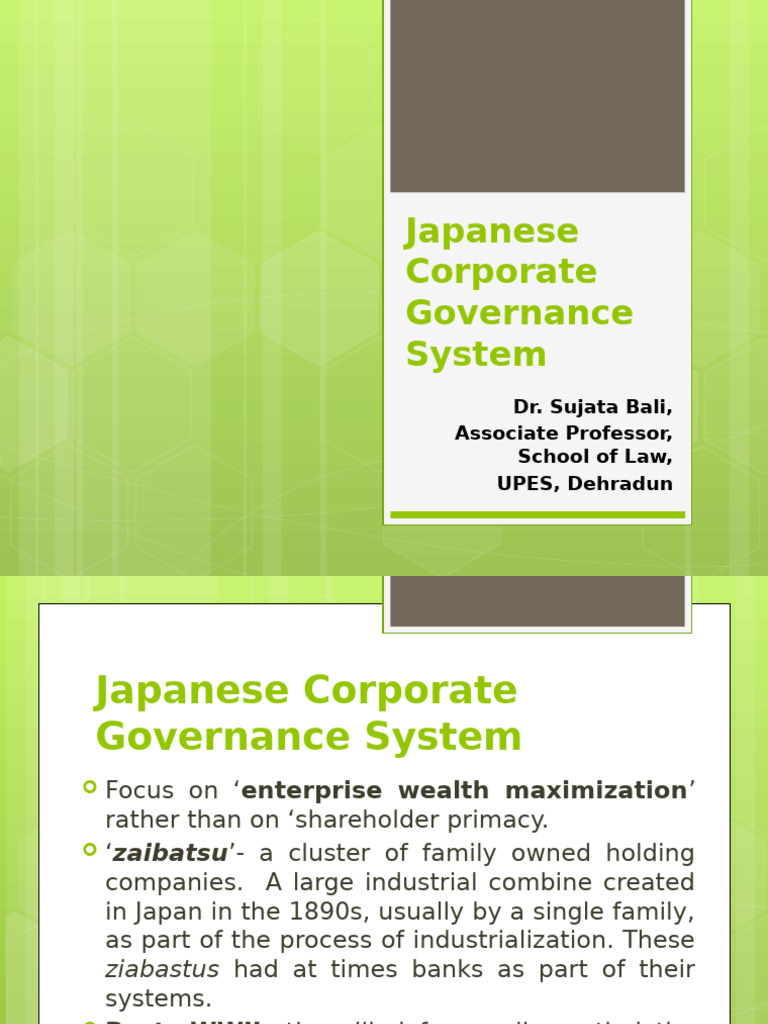 Japanese Corporate Governance System | PDF