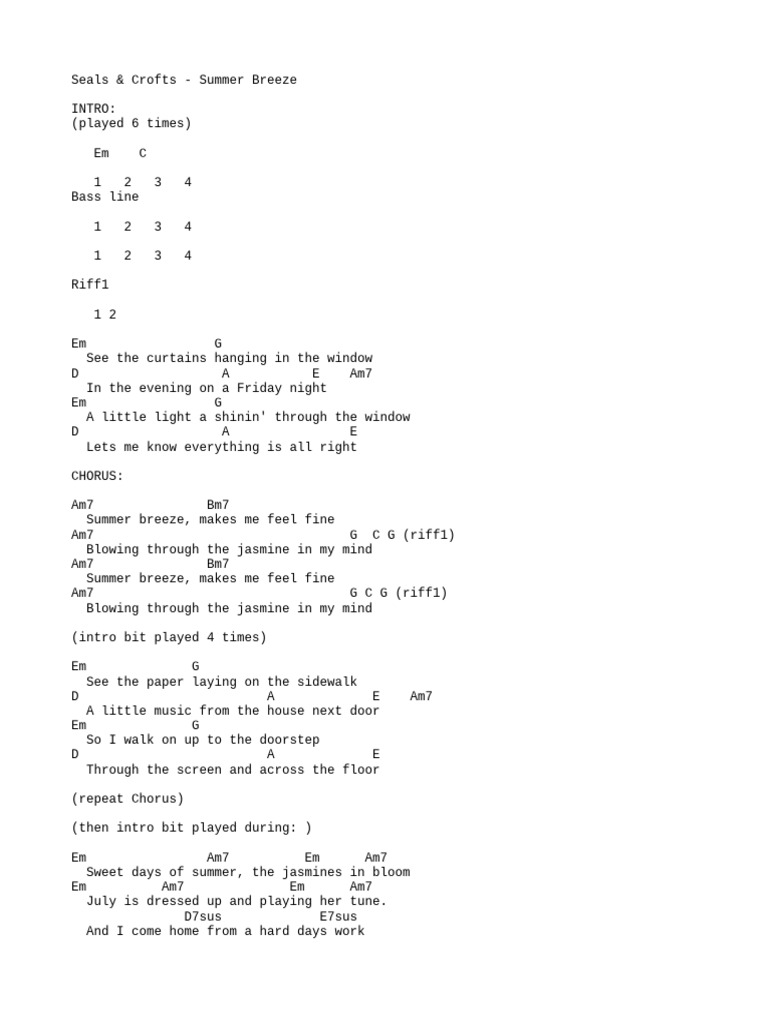 Seals & Crofts - Summer Breeze | PDF